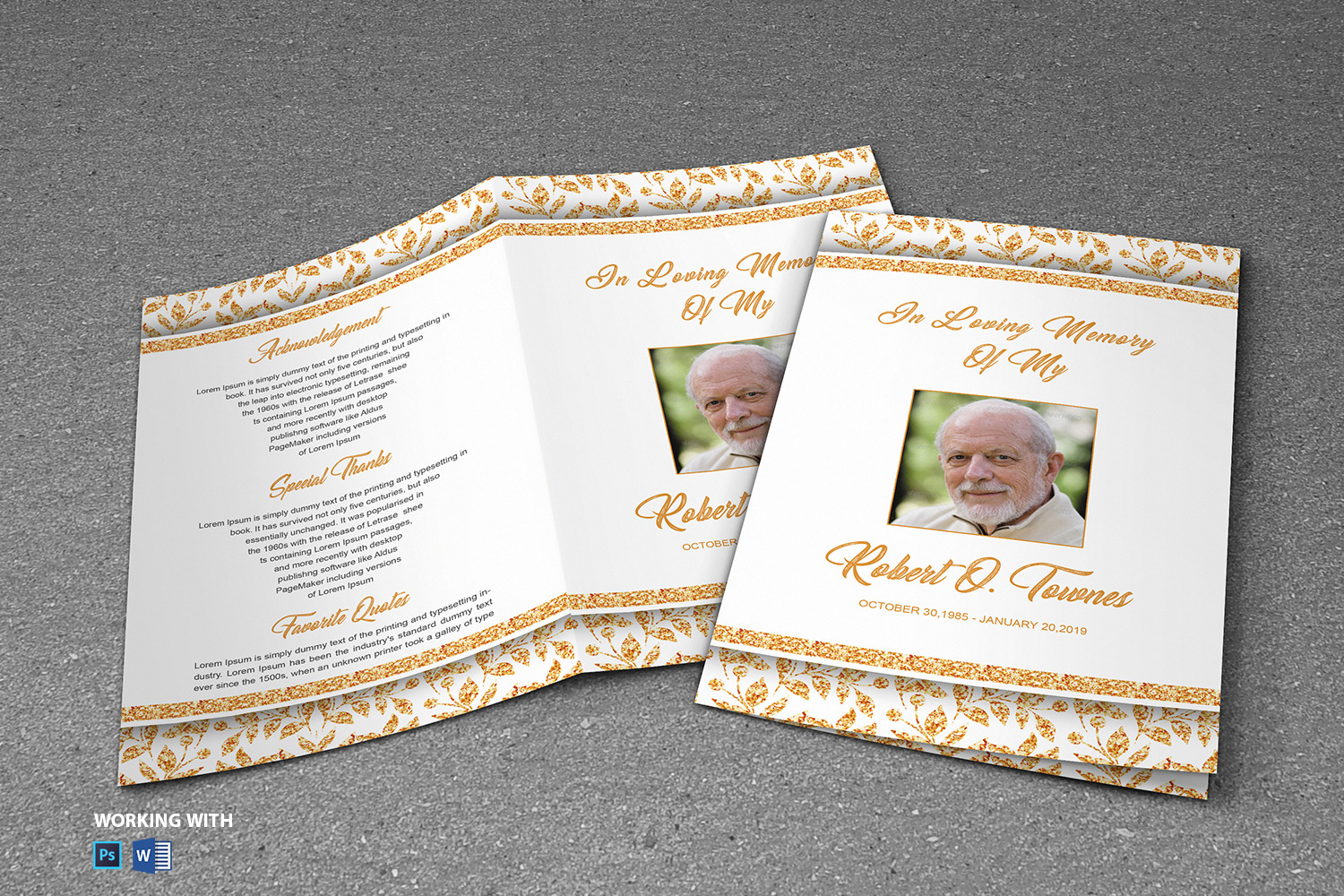 Funeral Program Template Golden, a Brochure Template by Madhabi Studio ...