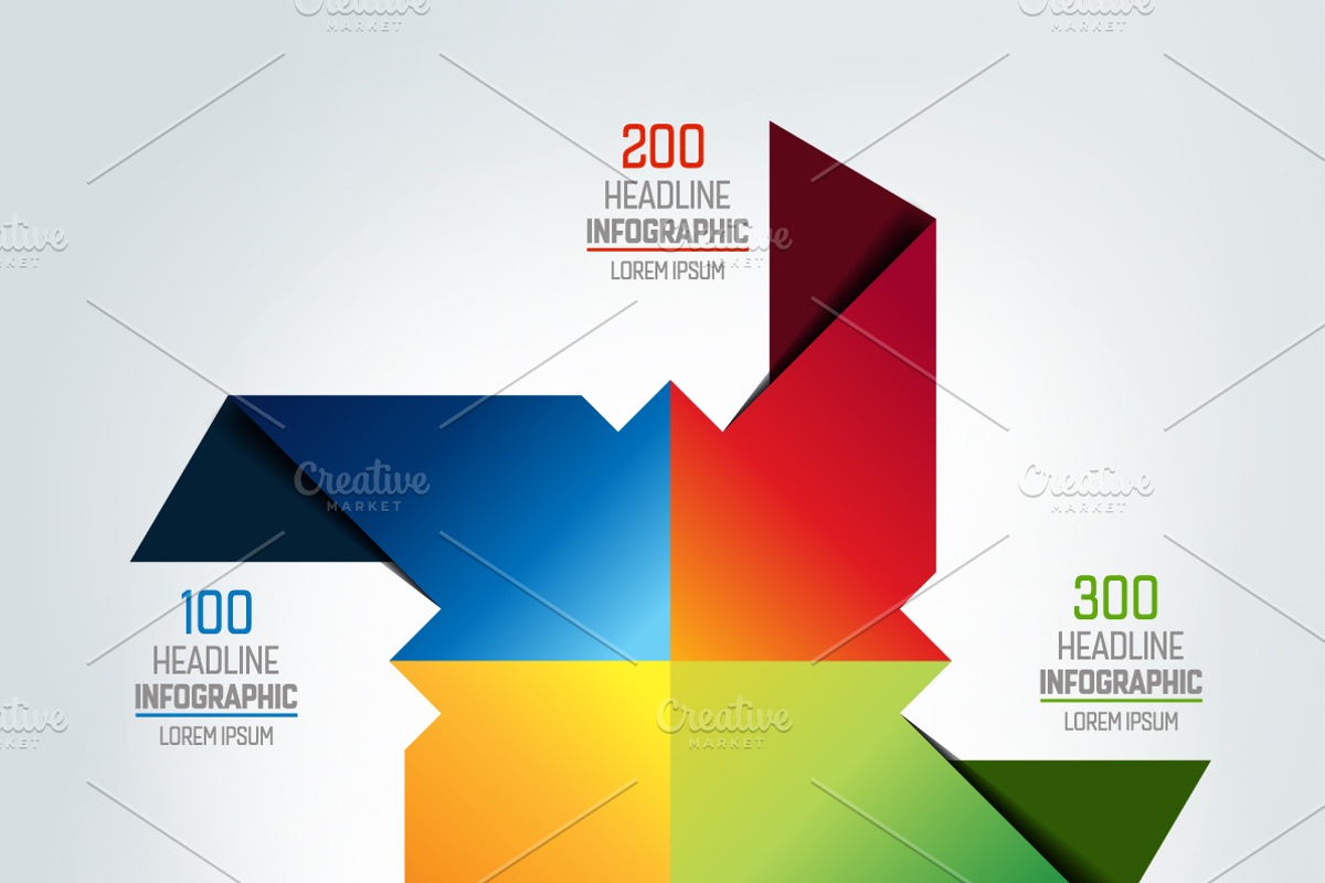 Four arrows infographic, chart, a Work Illustration by VectorAN ...