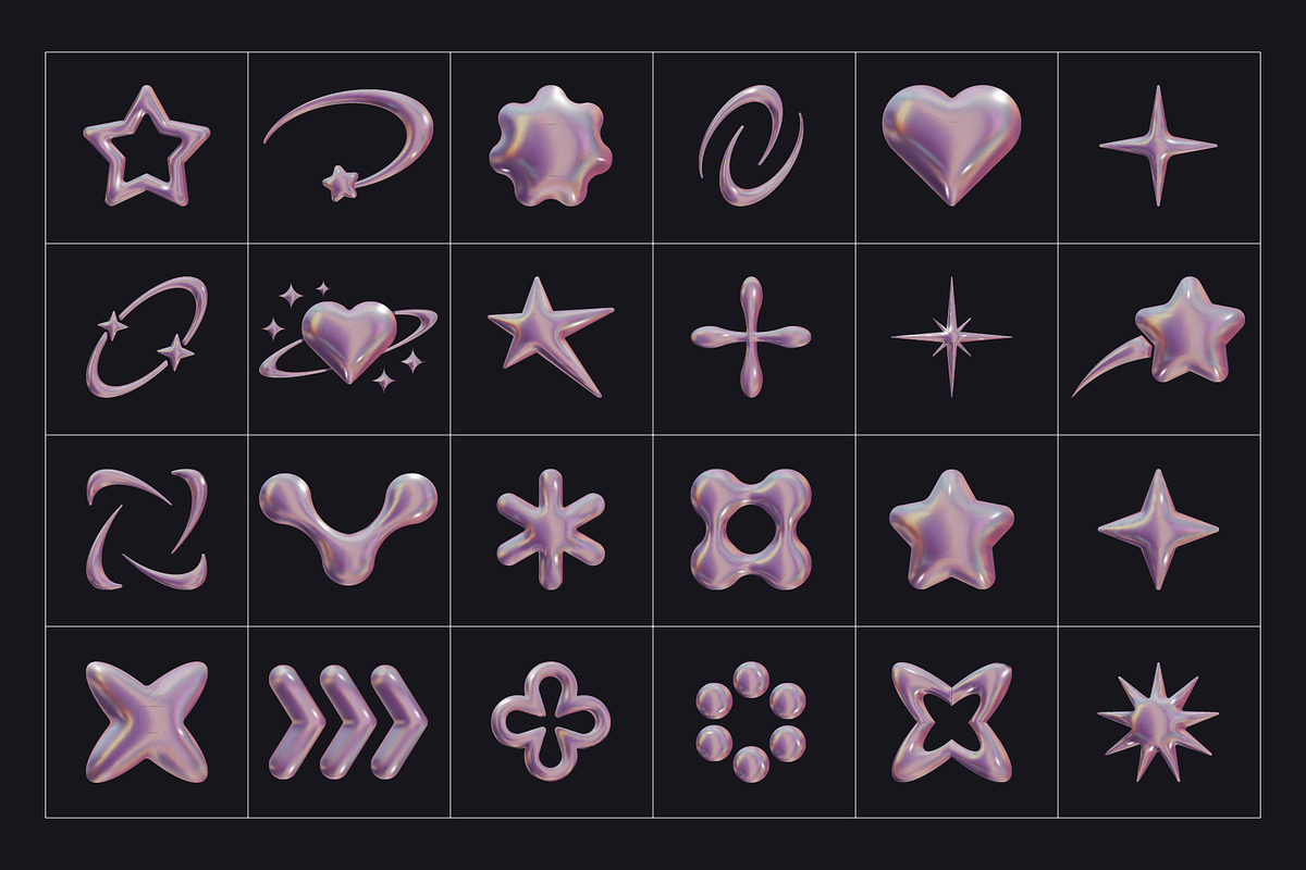 Y2k 3D Shapes Collection, an Object Graphic by AnnArt