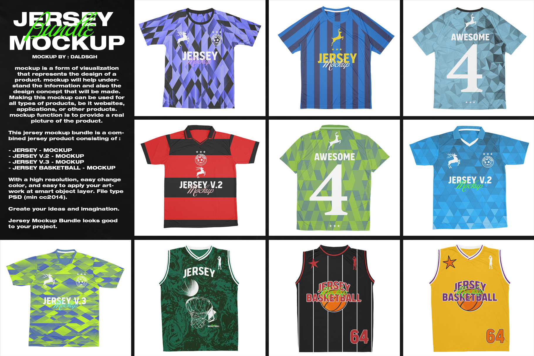 Jersey Mockup - Bundle, a Shirt Mockup by DaldSgh