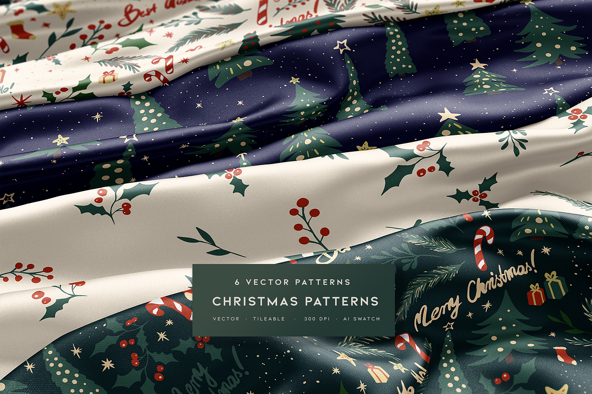 6 Christmas Vector Patterns, a Pattern Graphic by MalyskaStudio