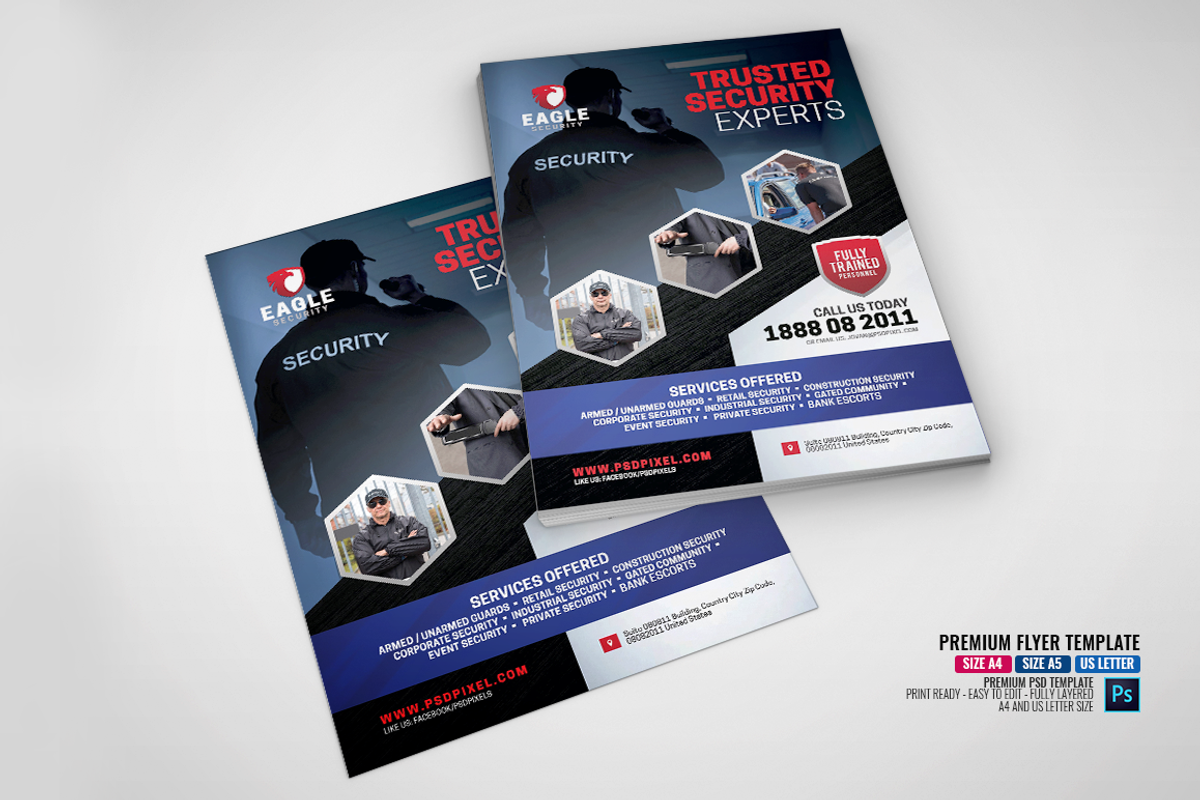 Security Services Company Flyer, a Flyer Template by PSDPixel