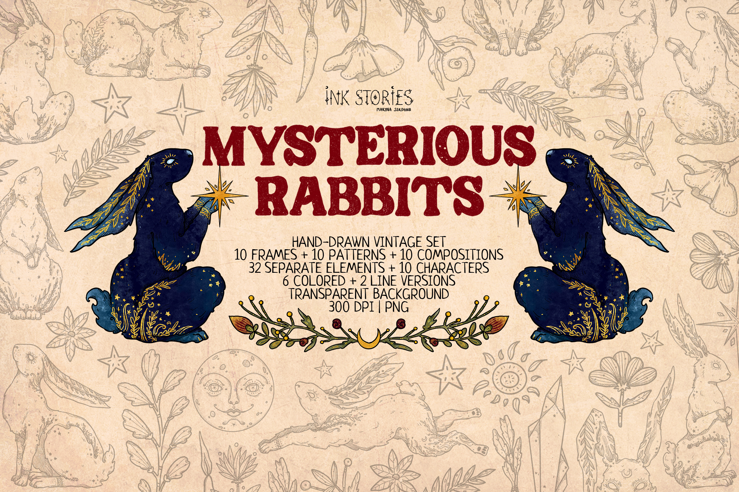 Mysterious Rabbits, an Animal Illustration by Ink Stories