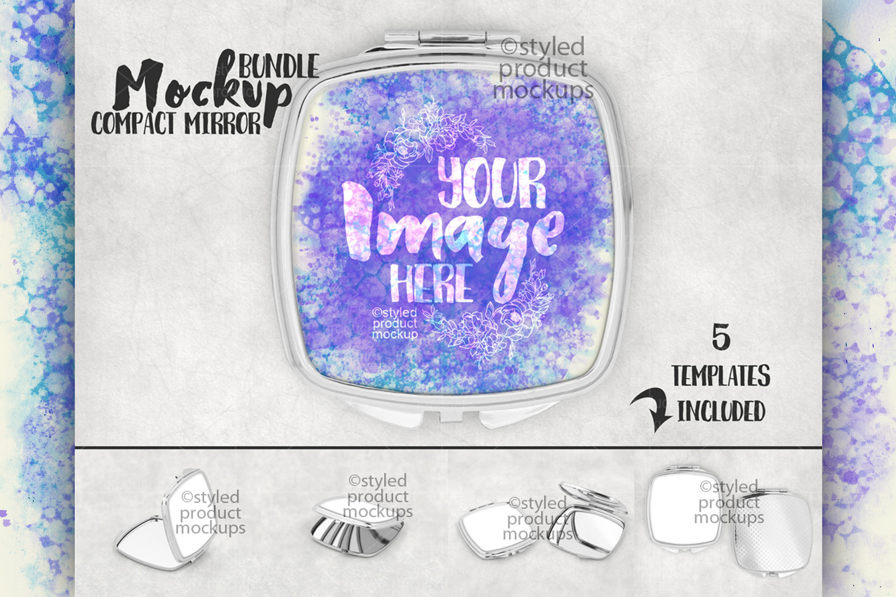 Square compact mirror mockup, a Product Mockup by StyledProductMockups