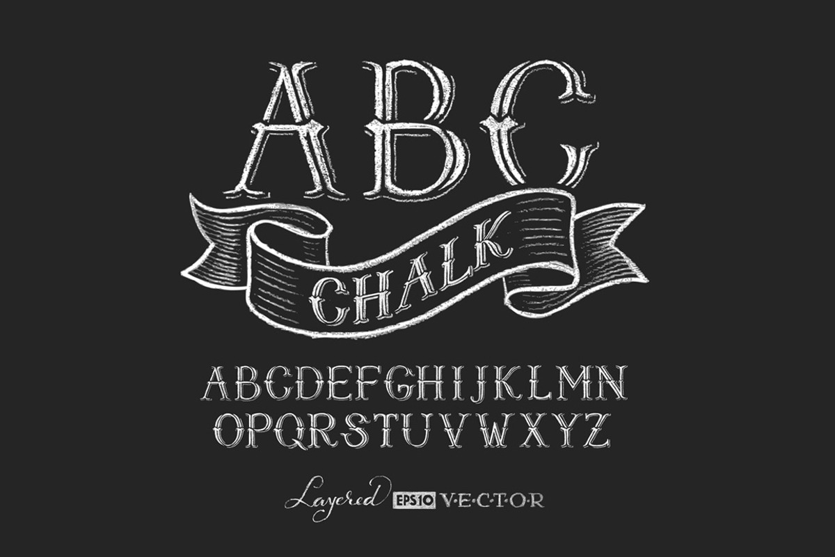Vector chalk typefaces collection, an Object Graphic by polygraphus