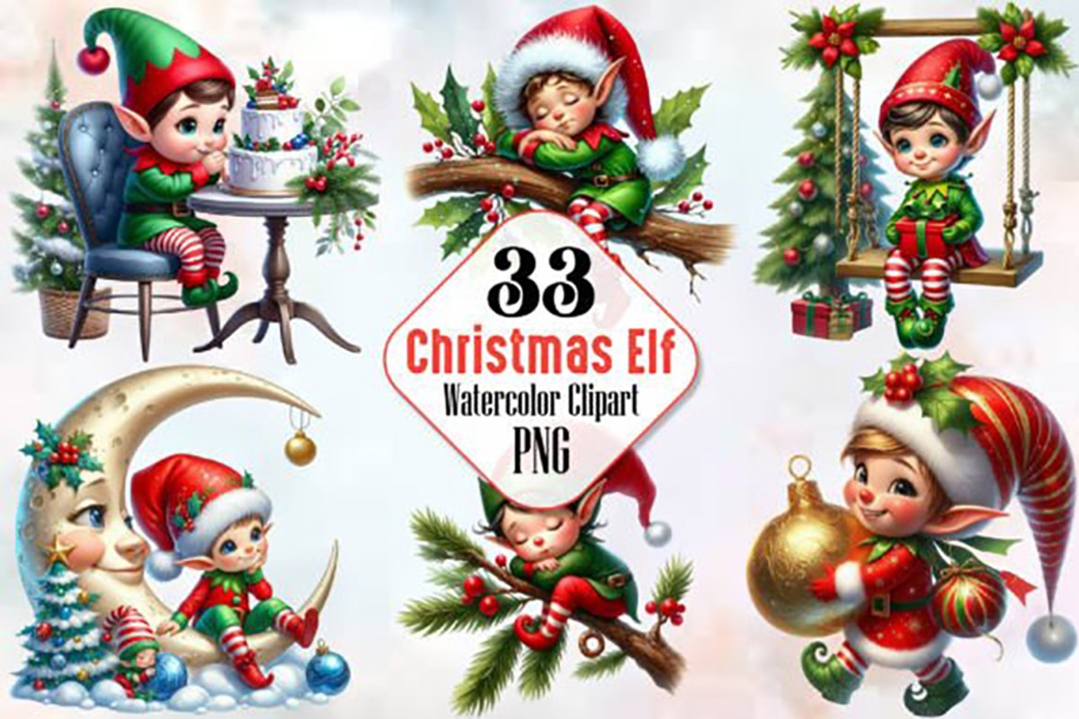 Christmas Elf Clipart, a Decorative Illustration by LaijuAkter