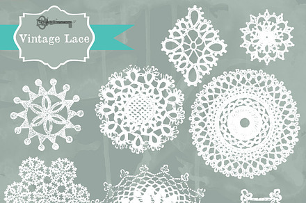 Vintage Lace Borders Clipart, a Brush Add-On by Verdigris Studios