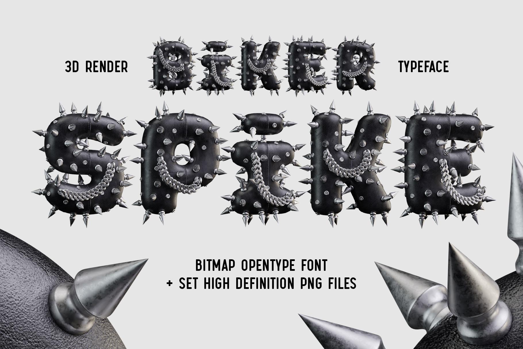 Biker Spike bitmap font, a Symbol Font by Gleb Guralnyk