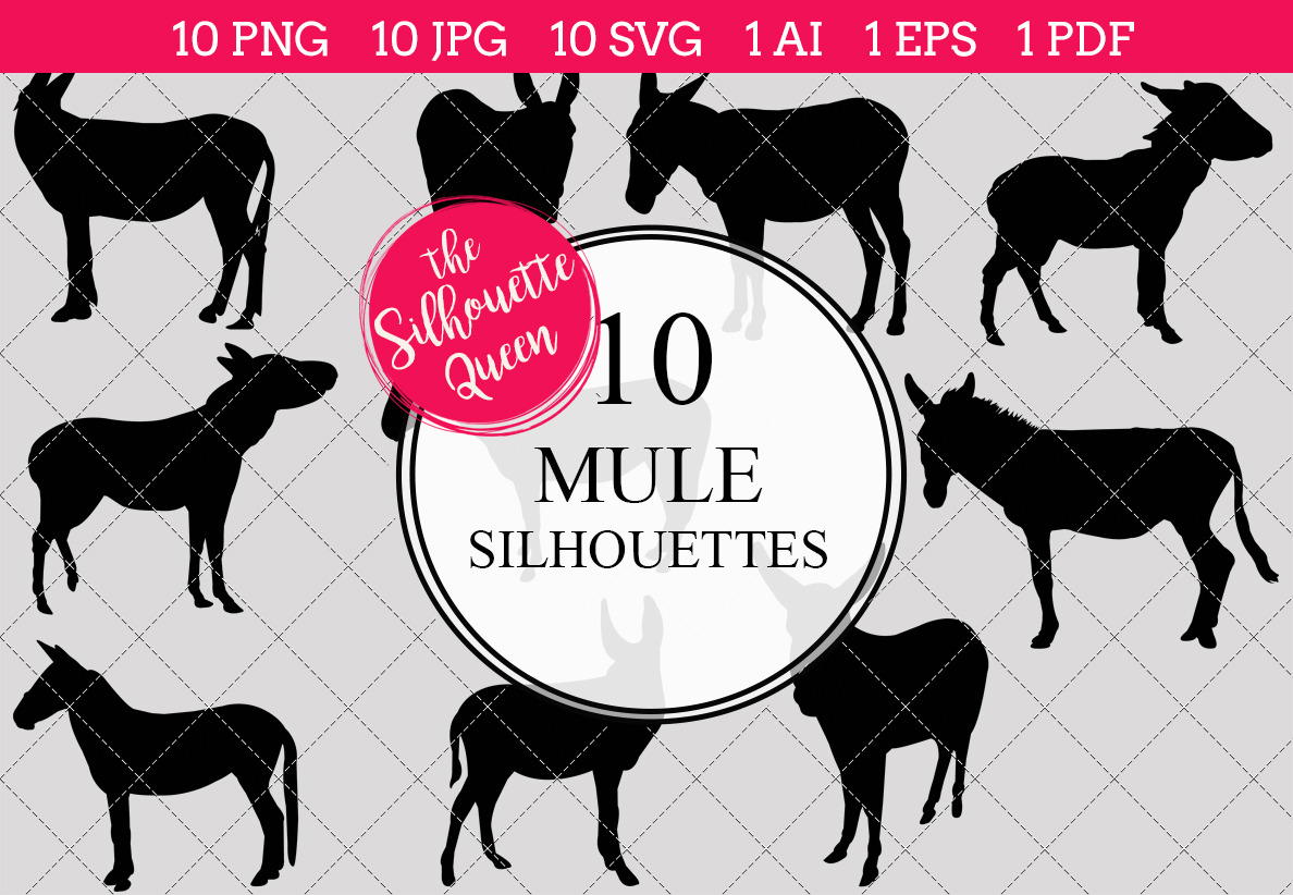 Mule Silhouette Vector Graphics, an Object Graphic by The Silhouette Queen