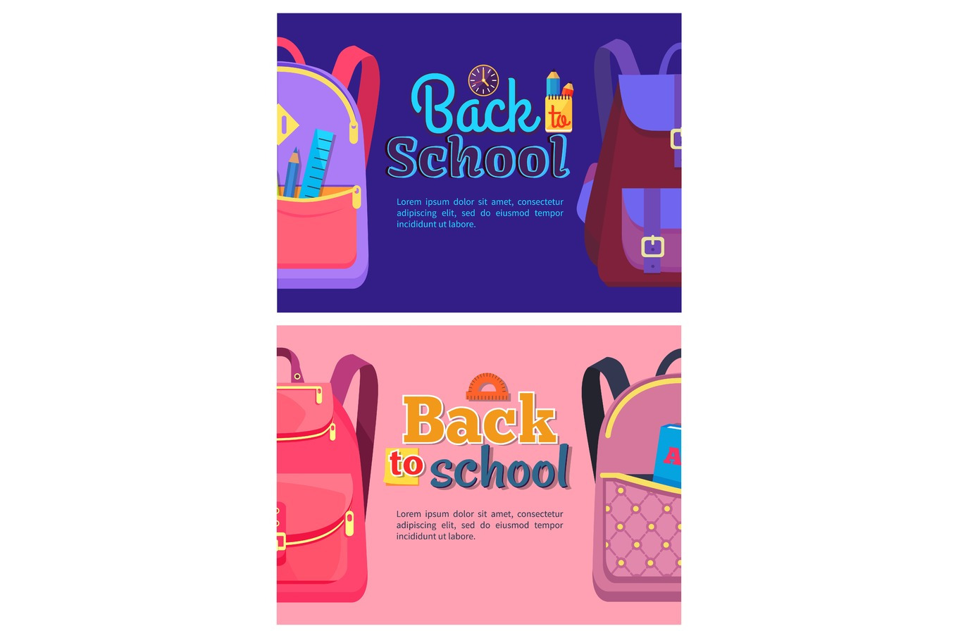 Back to School Posters with Backpacks for Children, an Education ...