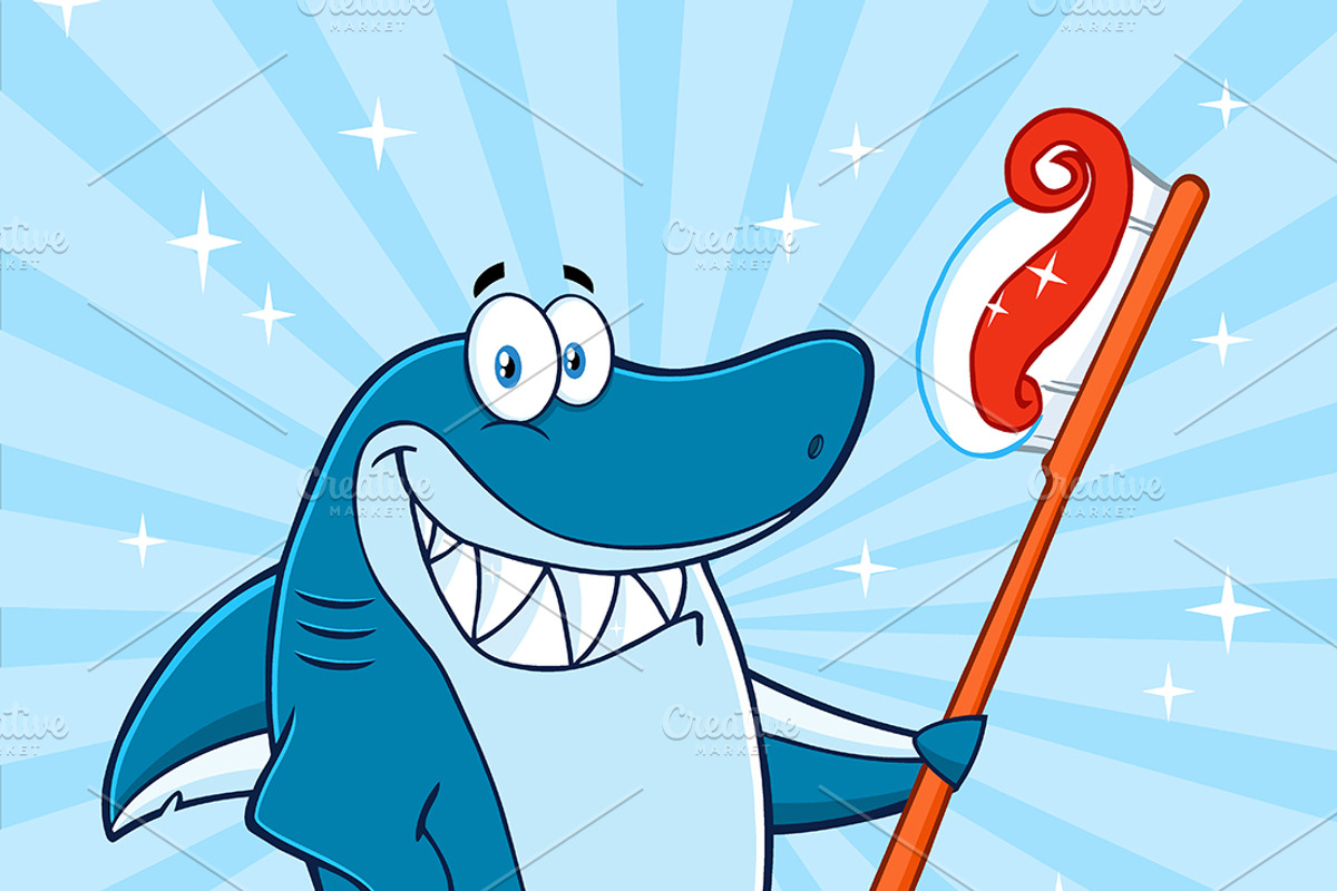 Smiling Blue Shark Character, an Animal Illustration by HitToon ...