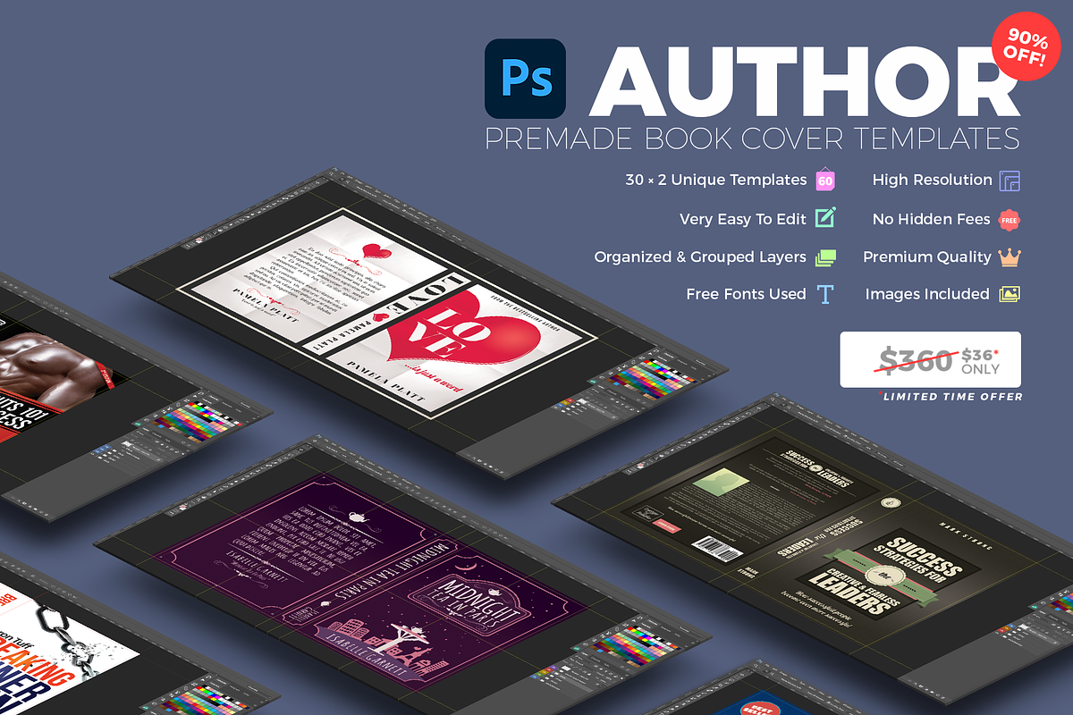 AUTHOR - 30 Book Cover Templates