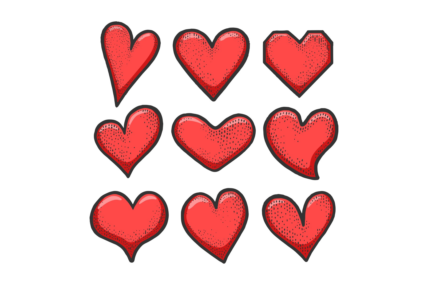 Heart symbol set sketch engraving | Graphic Objects ~ Creative Market