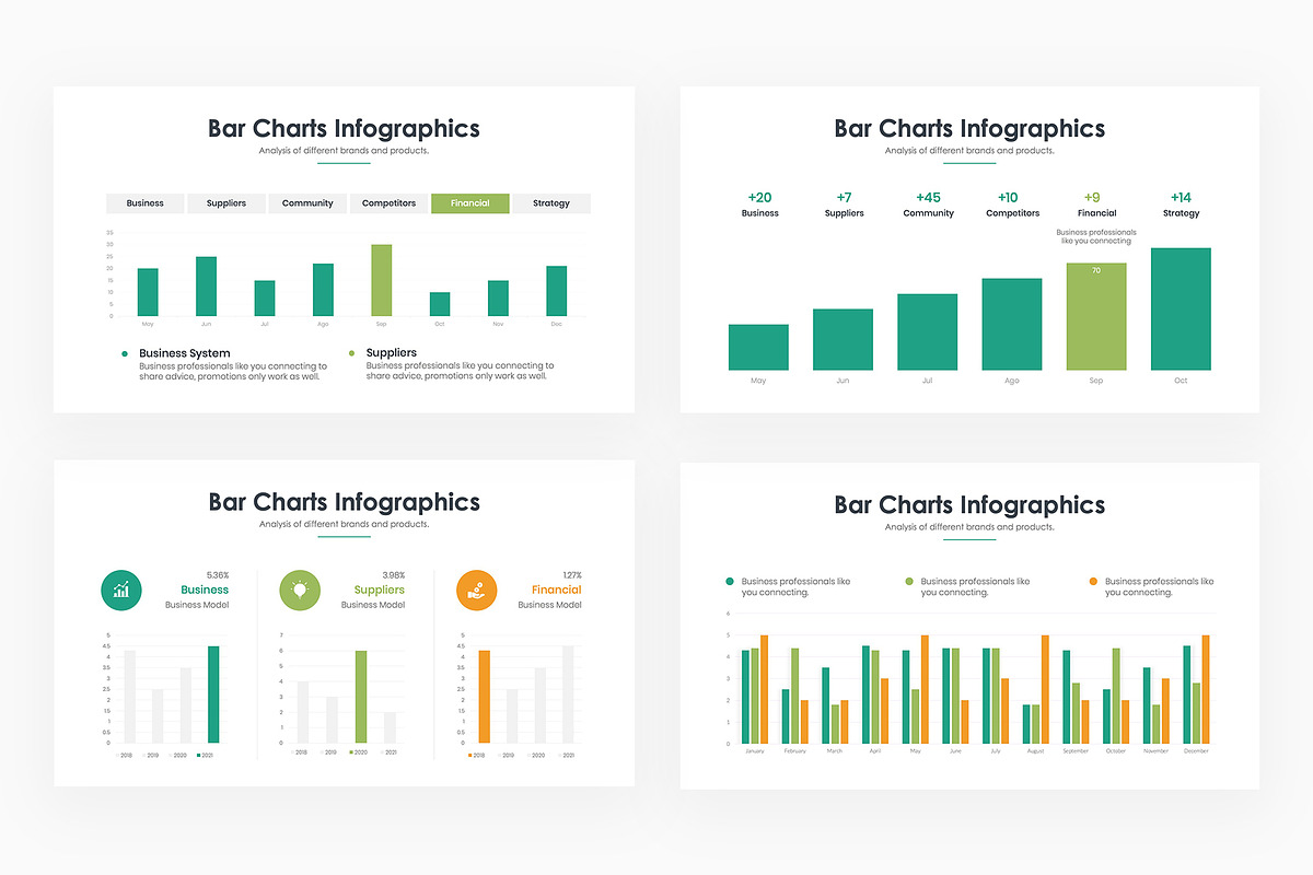 Bar Charts Infographics - PowerPoint, a Presentation Template by slidequest