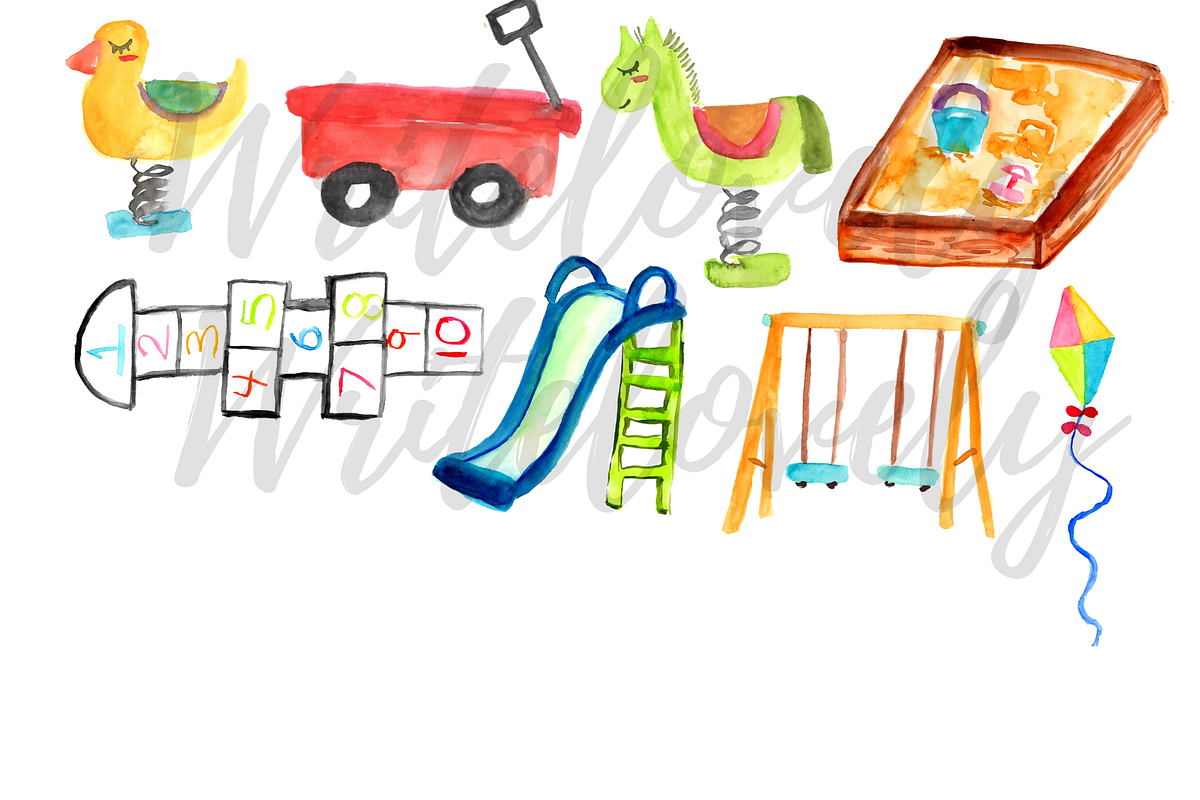 Watercolor Playground Clipart, an Education Illustration by Writelovely