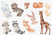 Animals with Balloons Clipart Set, an Animal Illustration by KateandJeanCo