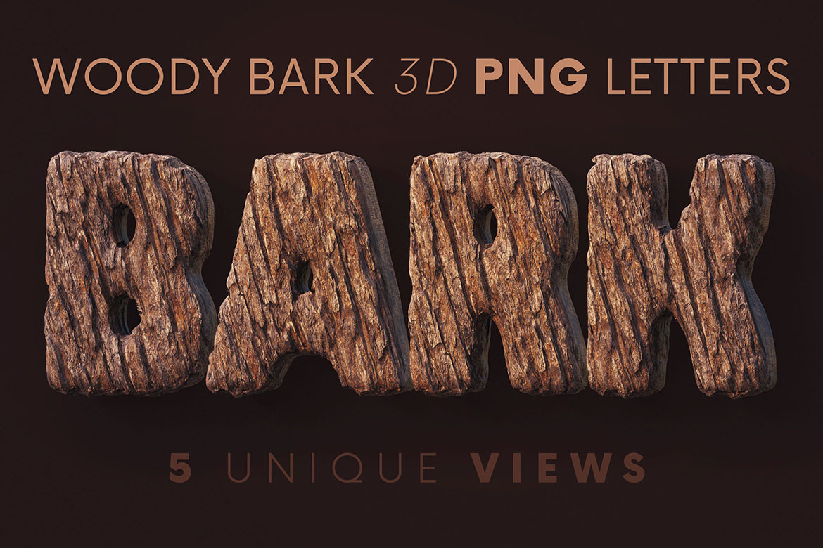 Woody Bark - 3D Lettering, an Object Graphic by MIIM