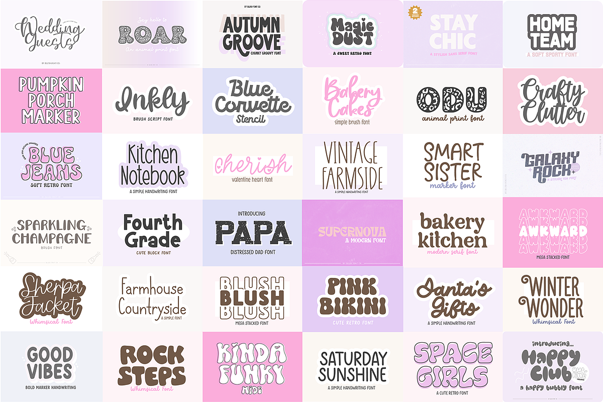 100 Fonts! ULTIMATE FONT BUNDLE V5, a Handwritten Font by Blush Font Co.