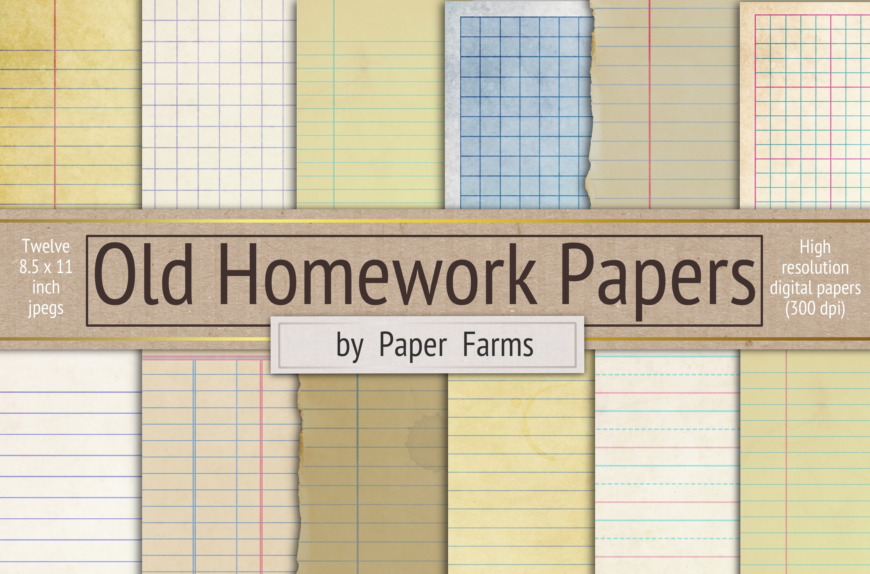 Old homework papers, a Texture Graphic by Paper Farms