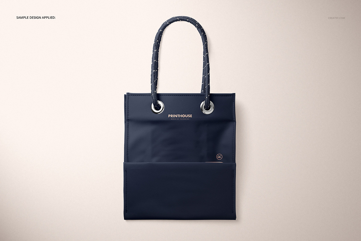 Matte PVC Reusable Tote Bag Mockups, a Household Mockup by creatsy5