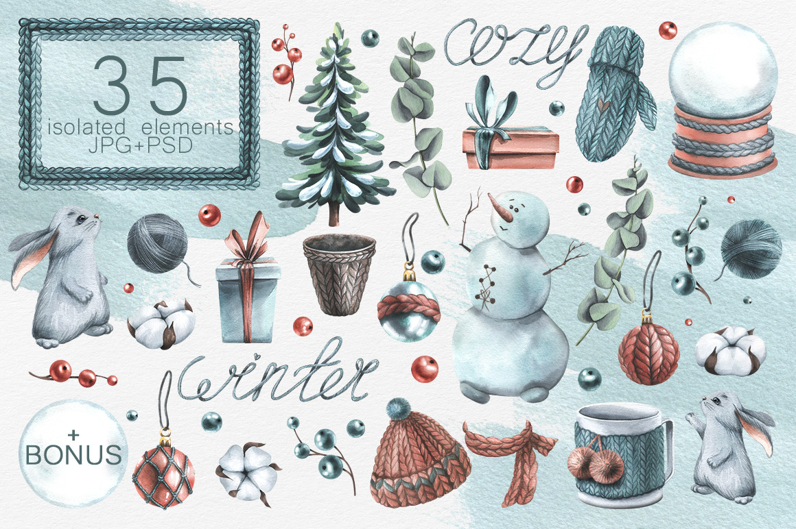 Cozy Knitted Winter Watercolor, an Object Illustration by NATASHA CHU