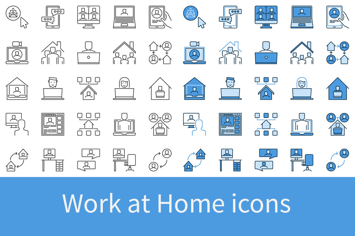 Work at Home icons set, an Outline Icon by Venomous Vector