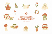 Warm cottagecore illustration set, a Decorative Illustration by peterdraw