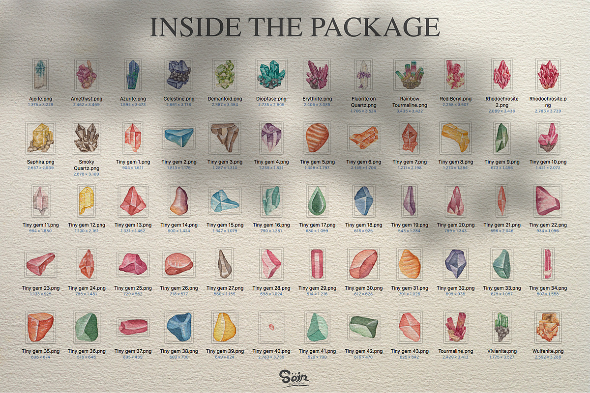 Minerals Watercolor, an Illustration by Soir Creative