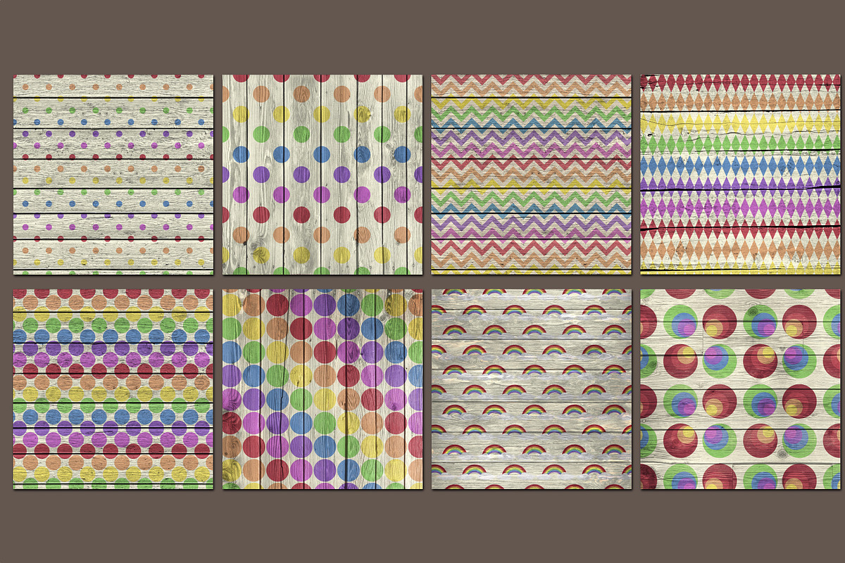 Rustic rainbow backgrounds, a Pattern Graphic by Paper Farms | Creative ...