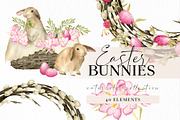 Easter bunny png watercolor clipart, an Illustration by WatercolorWind