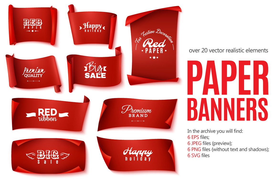 Paper Banners Set, a Product Mockup by Macrovector