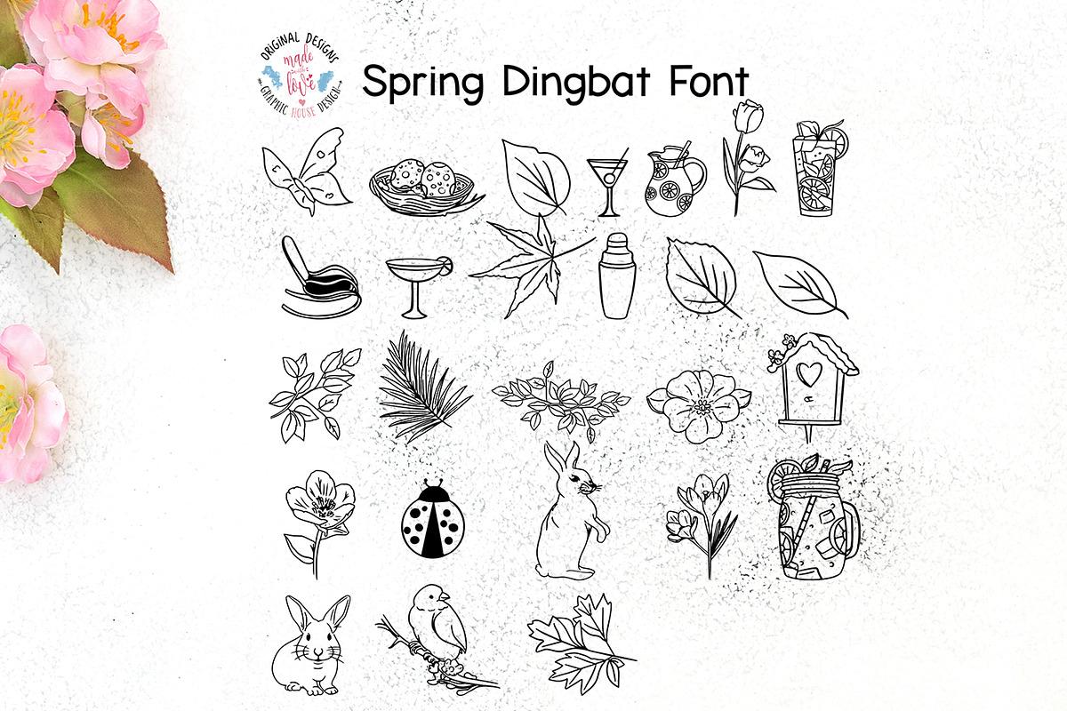 Spring Easter Dingbat 2 Fonts, a Symbol Font by Graphic House Design P ...