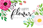 HAPPY FLOWER SET hand drawn vector, a Decorative Illustration by MooBeer