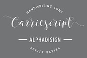 Carriescript Fonts Script+Extras+San, a Script Font by alphadesign