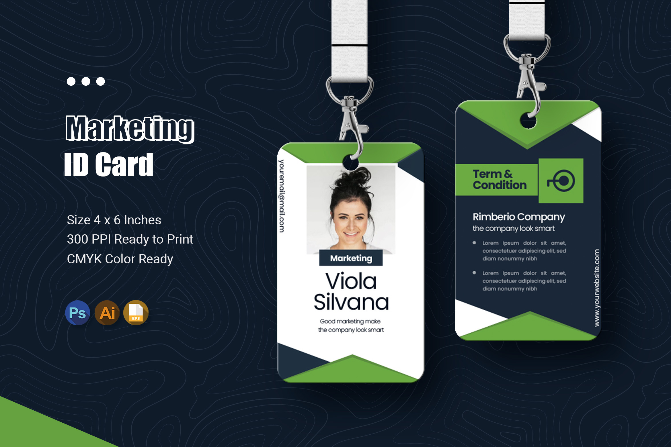 Marketing Greenue ID Card, a Card Template by Esensifiksi.studio