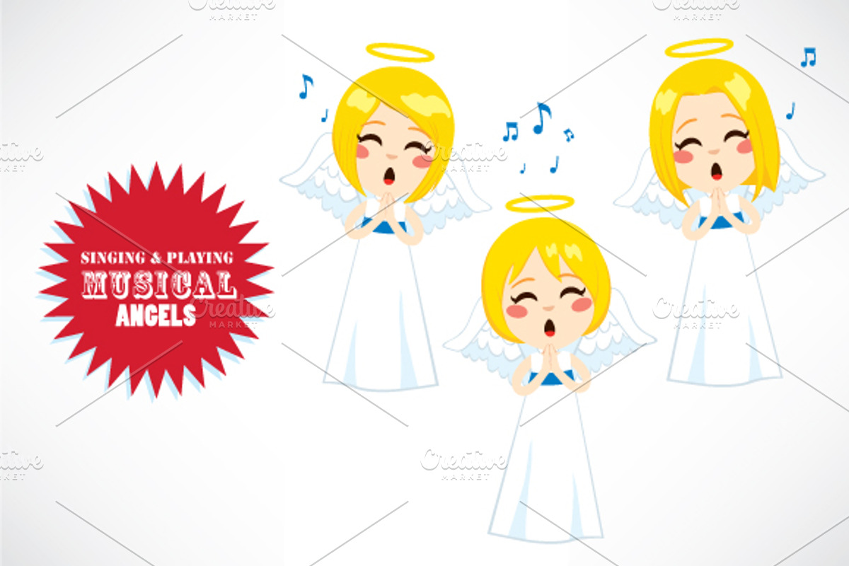Singing & Playing Musical Angels, an Illustration by Kakigori Studio