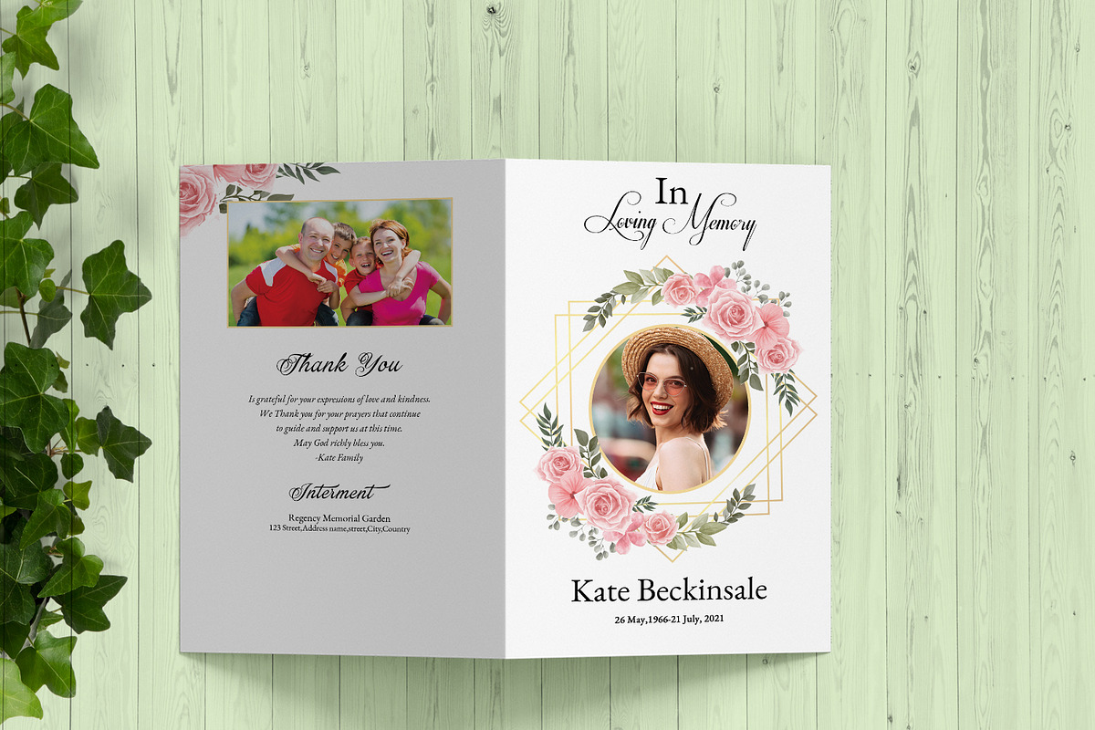 Printable Floral Funeral Template, a Brochure Template by Template Shop
