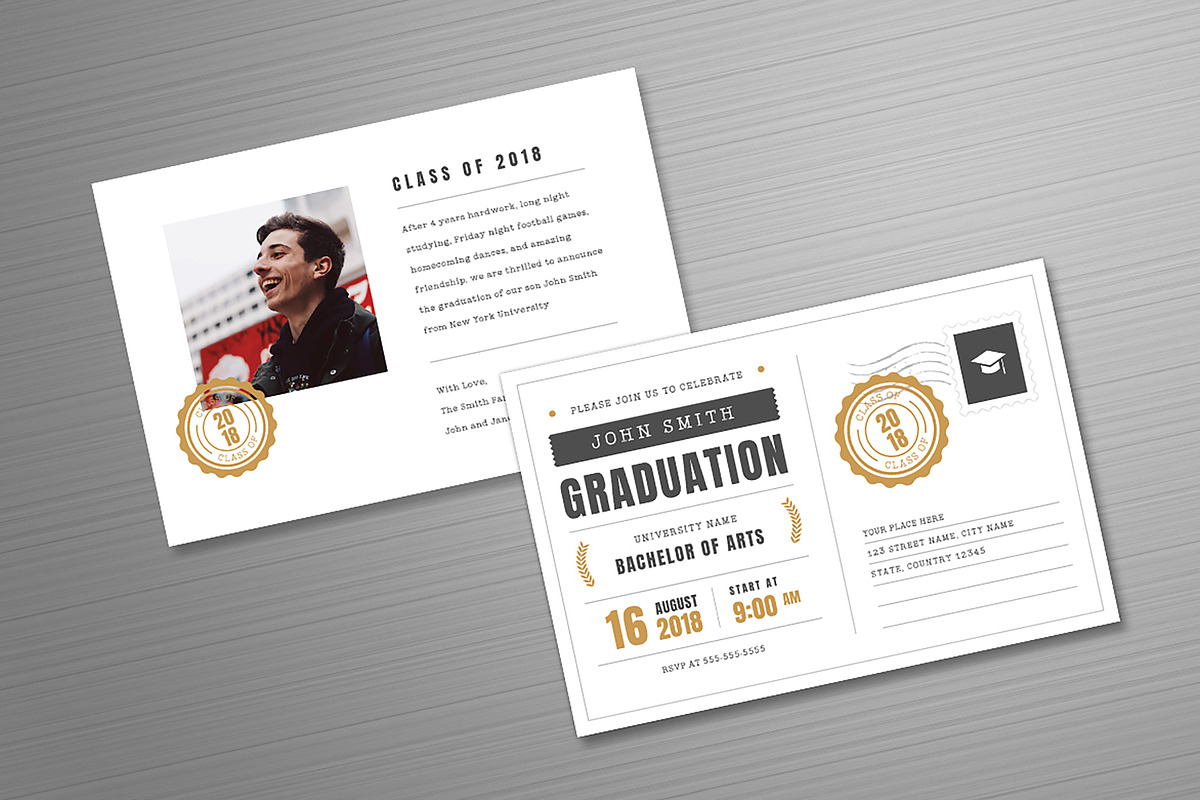 Postcard Graduation Invitation, a Card Template by Vynetta | Creative ...