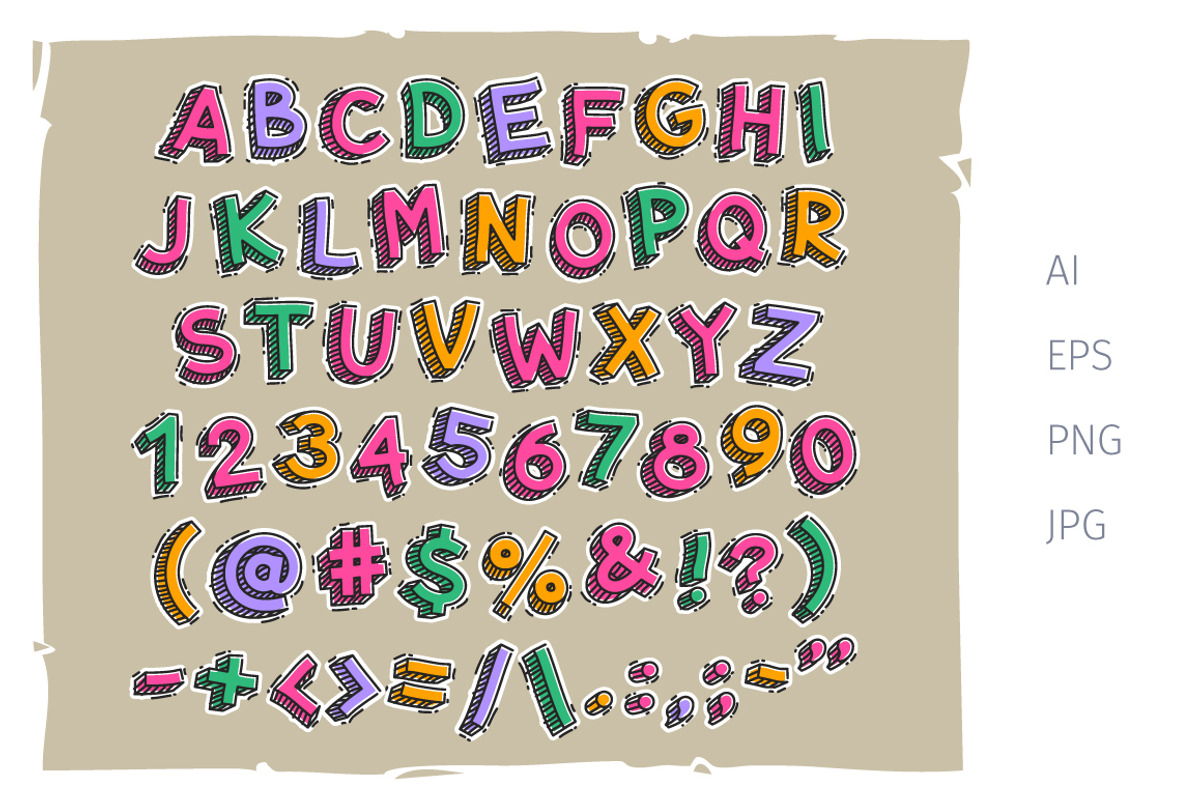 Hand Drawn 3D Letters and Numbers, a Font by Voysla's Shop