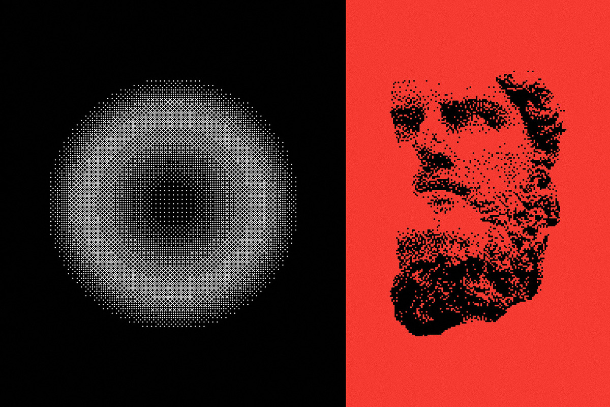 144 Dithering Bitmap Vector Shapes, an Object Graphic by pixelbuddha.net