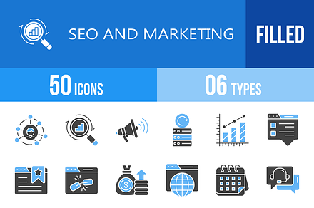 50 SEO Greyscale Icons | Icons ~ Creative Market