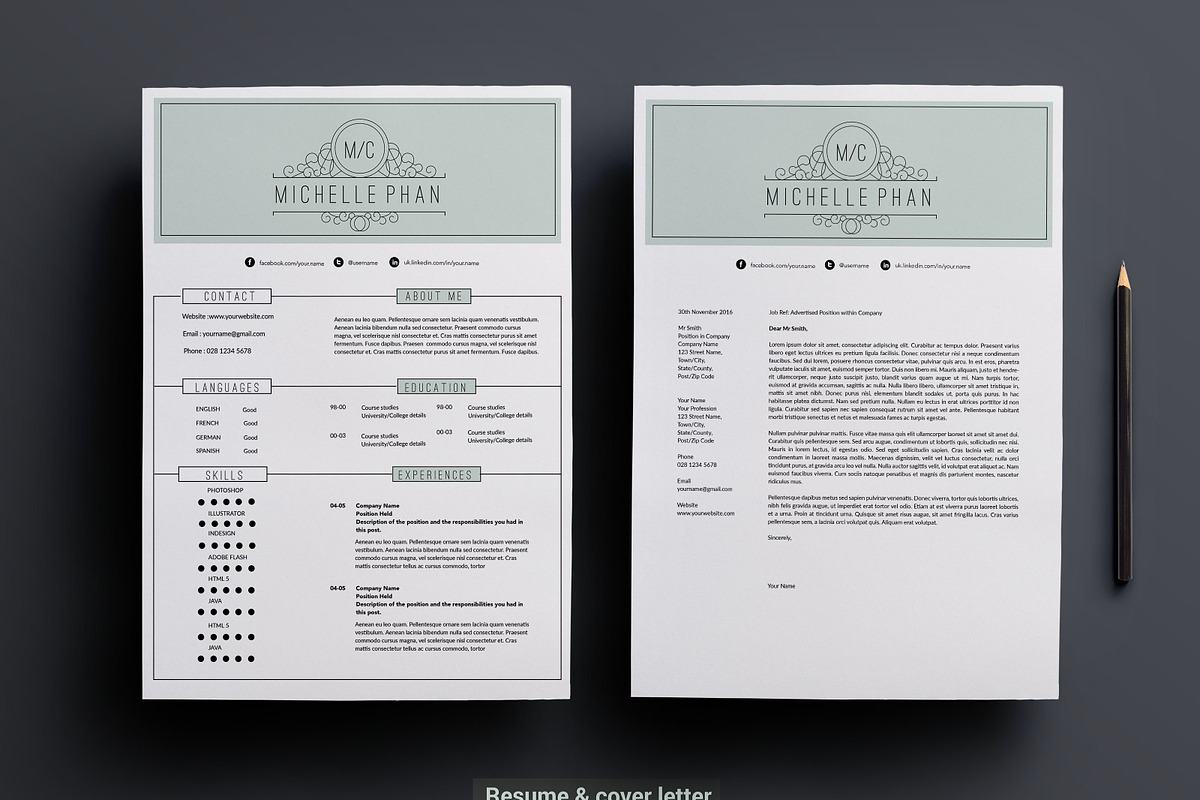 2 page CV template, a Resume Template by Chic templates