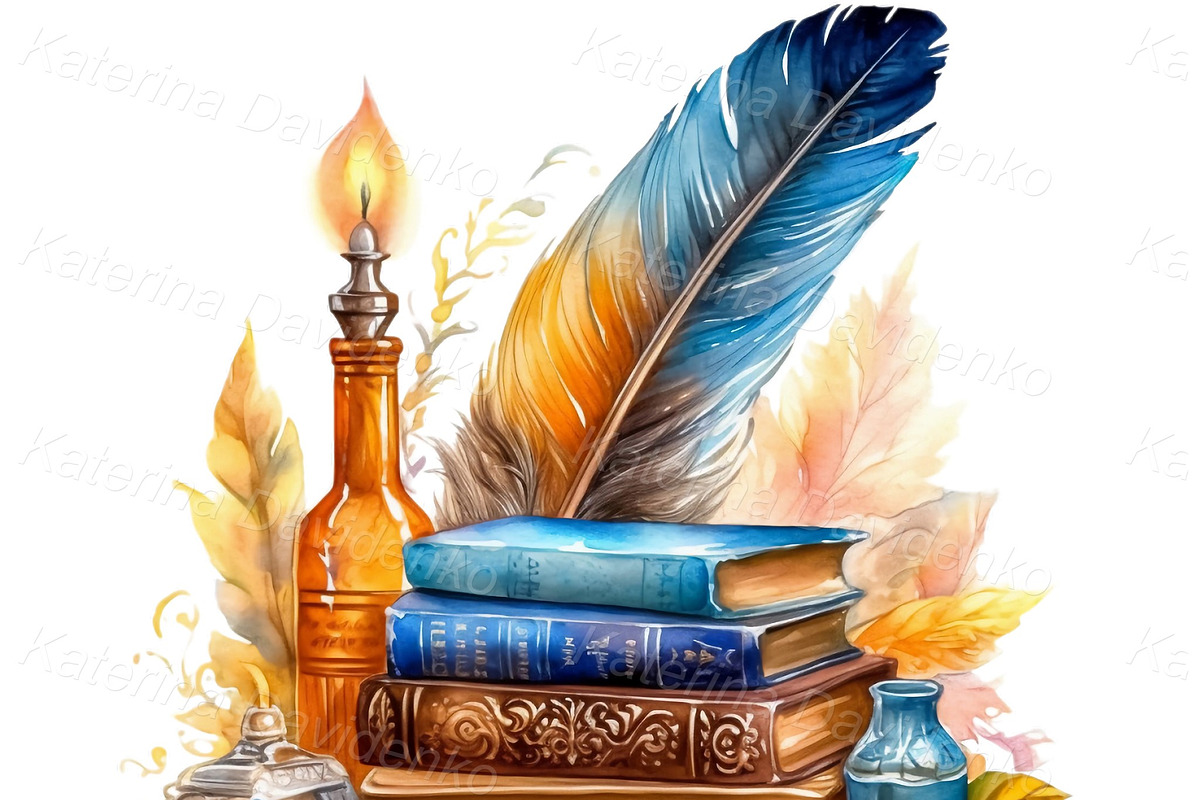 Watercolor PNG clipart with books, an Education Illustration by Bubert Art