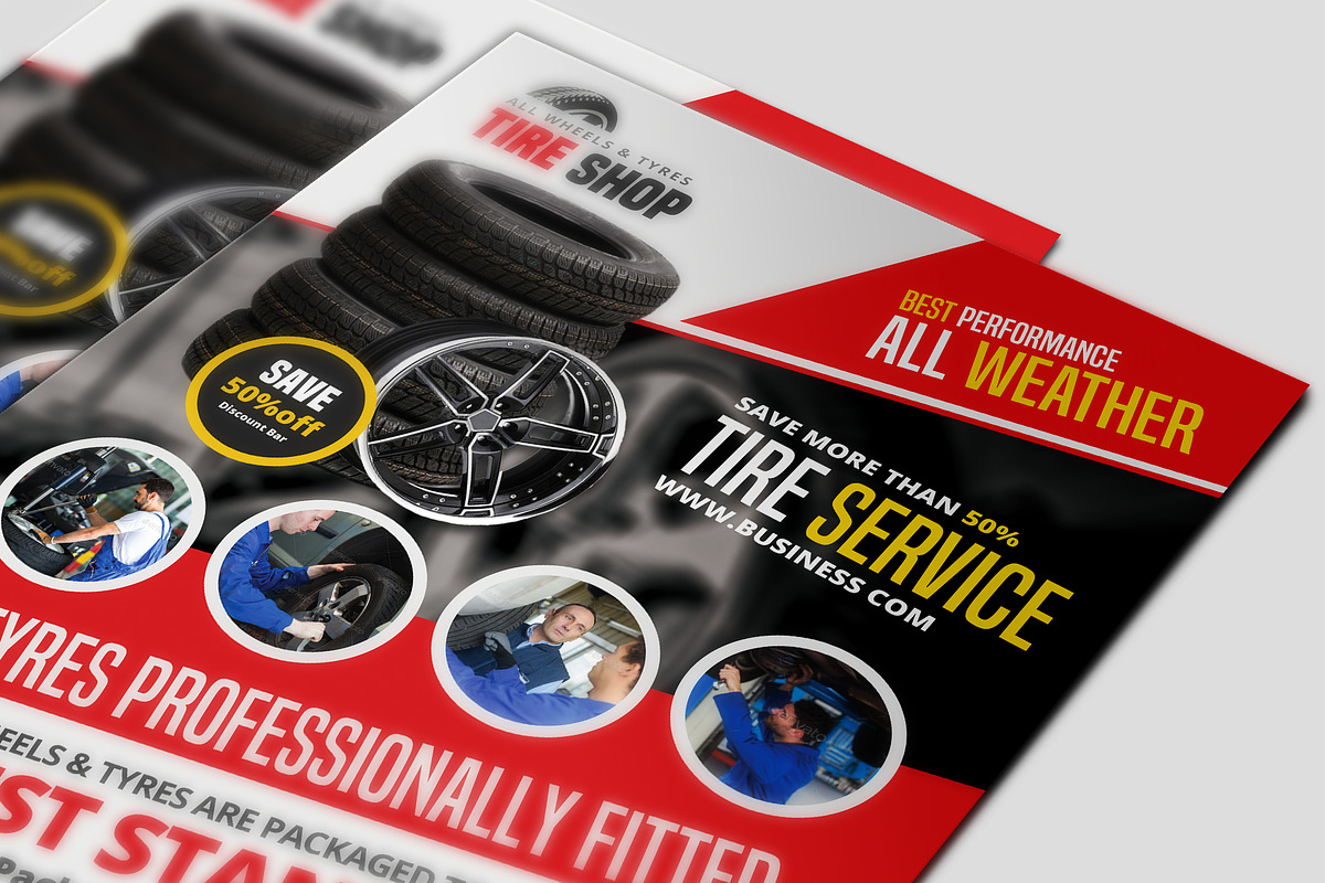 Tires Services Flyer Template, a Flyer Template by AfzaalGraphics