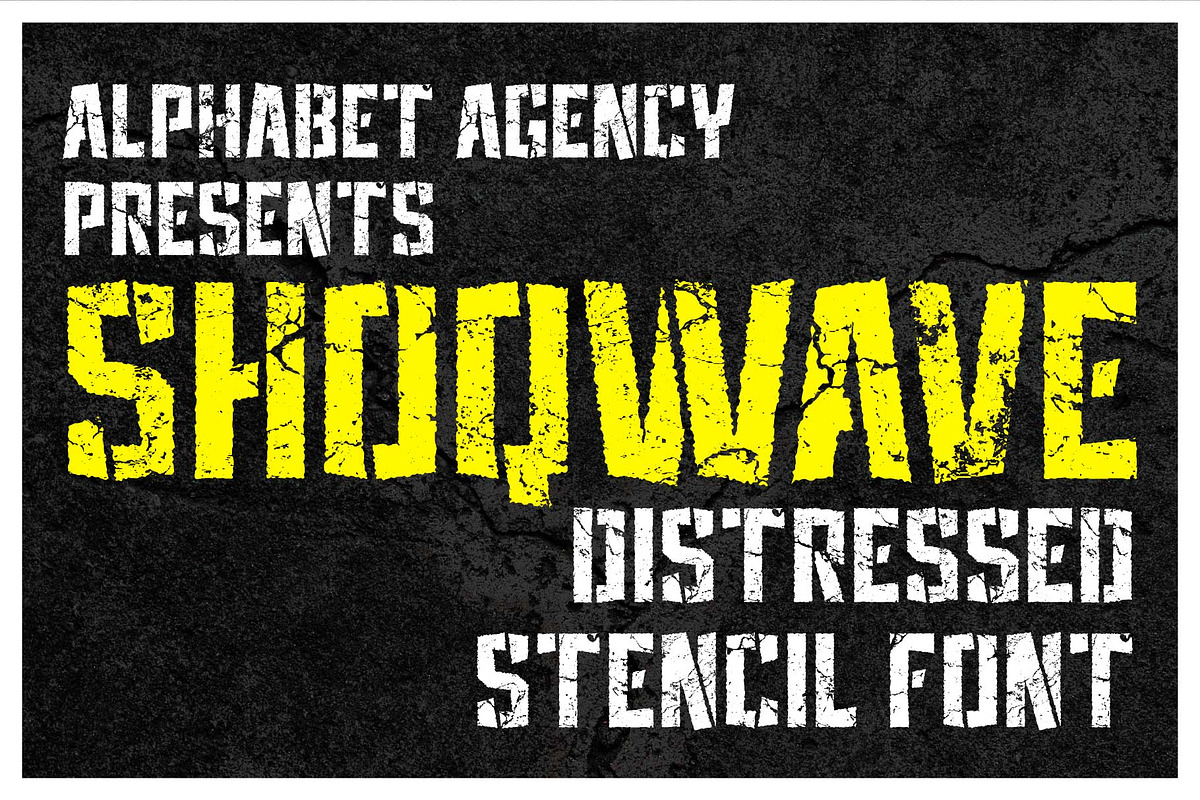 SHOQWAVE DISTRESSED STENCIL FONT, a Font by Alphabet Agency