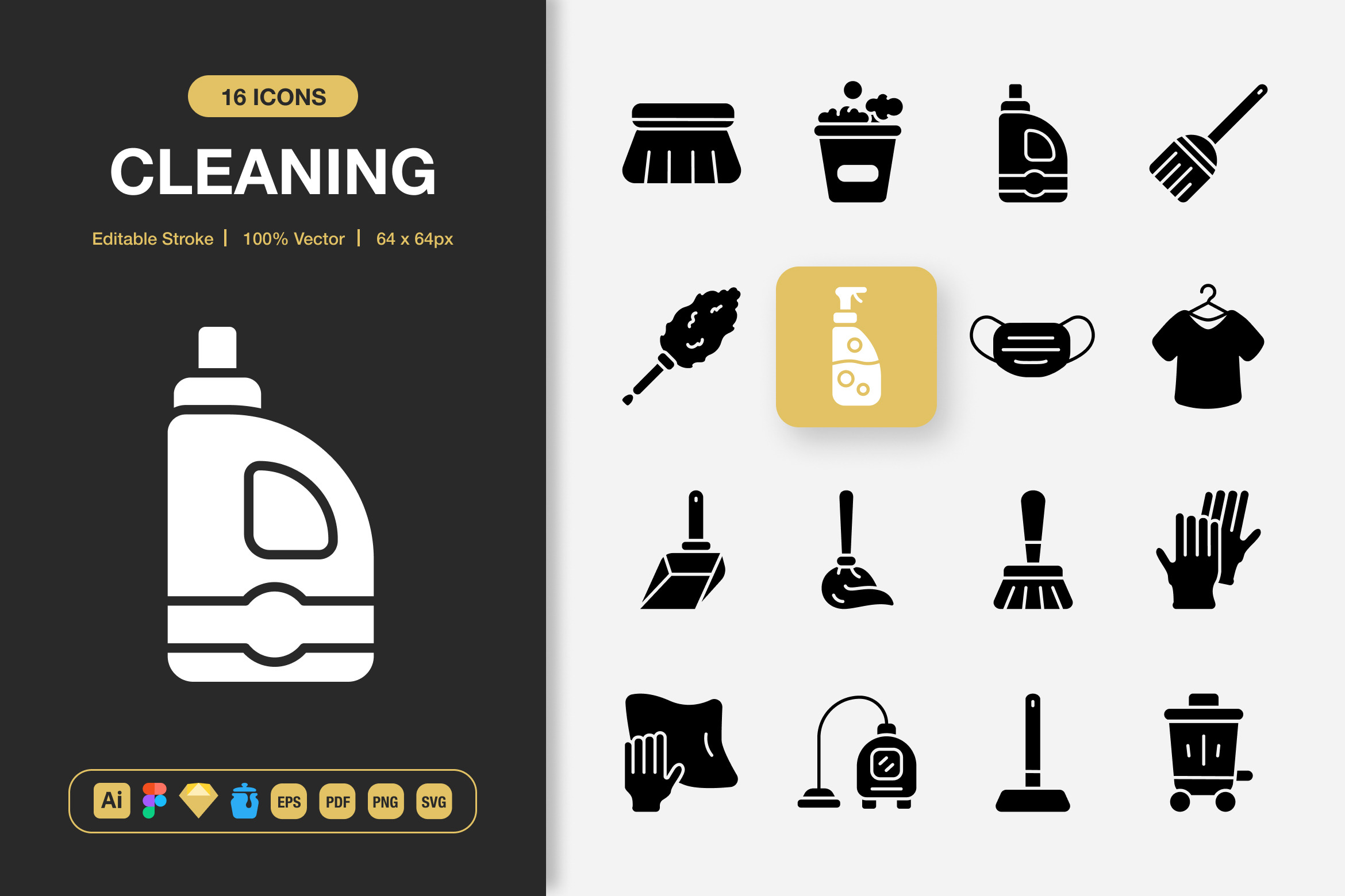 Cleaning Solid Icons, a Solid Icon by Spacepixel Creative