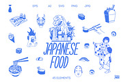 Japanese Food Graphic Clipart Bundle, a Food Illustration by Lisa Mill