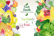 Fresh Bundle. Vegetables and fruits, a Food Illustration by ma_i_vi