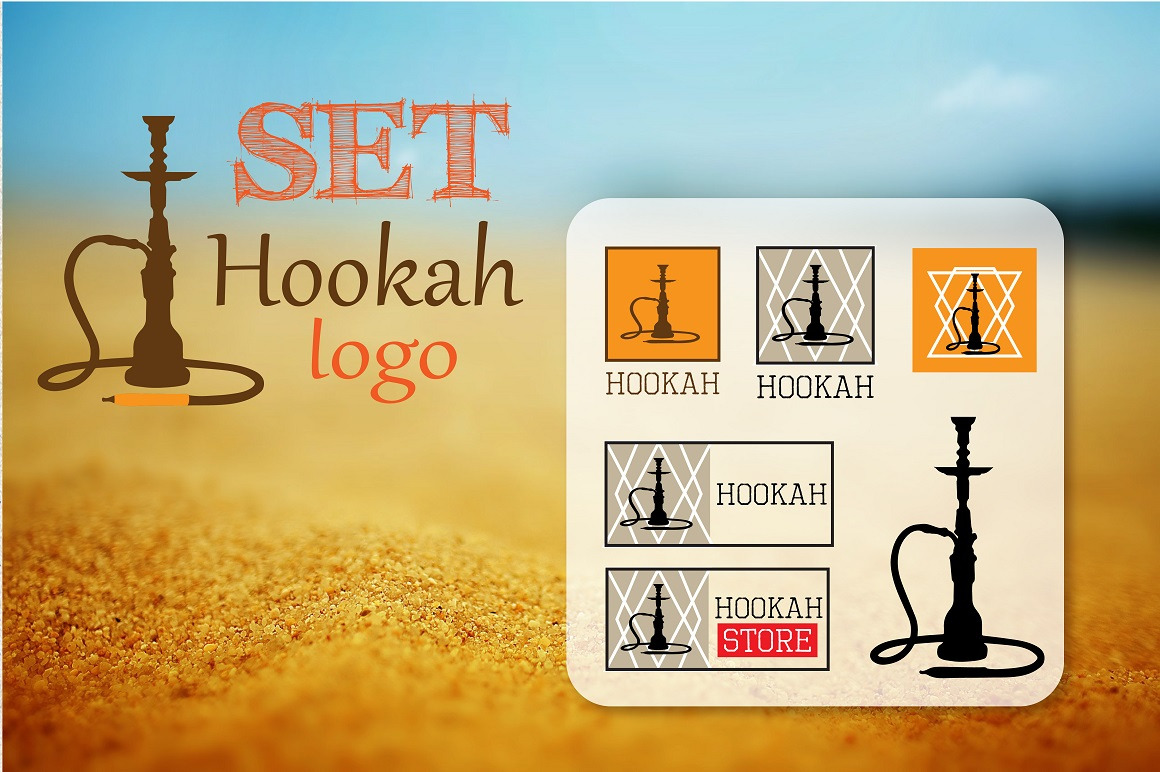 Set of hookah logos, a Branding & Logo Template by A.Lila