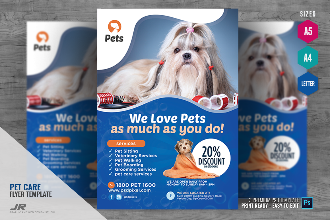 Pet Animal Care Flyer, a Flyer Template by PSDPixel